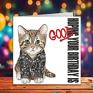 Cult Kitty - Hoping Your Birthday is Good - Cat birthday Card - Cat Owner Card - Funny Cats Birthday Card - Cat Lover Card - Cat Owner Birthday Card - Cat Birthday