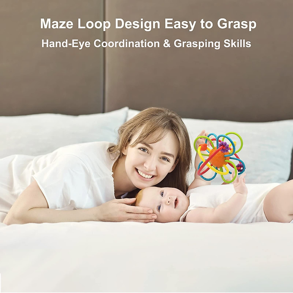 Yiosion Baby Teething Toys for Babies 0-6-12 Months, Baby Rattle Sensory Teether Toy 3-6 Months Teethers for Babies 0-6 Months Baby Sensory Infant Gift Toys for Newborn Baby