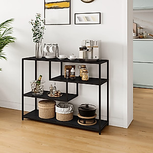 LINSY HOME Console Table, 4-Tier Sofa Tables for Entryway, Narrow Tables with Open Storage Shelves, 39.3” Console Tables for Entryway, Hallway, Sofa, Couch, Living Room, Bar, Kitchen, Black