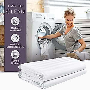 FAUNNA Hidden Zippered Pillow Protectors Cover Queen Size Set of 2 - Soft Quiet Sateen 100% Long-Staple Cotton Cases -Comfortable and Cozy White Bed Pillow Cover