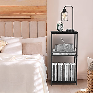 CADUKE Vinyl Record Stand 3 Tier Record Player Stand with Vinyl Storage Turntable Stand with Shelf Black Record Player Table Industrial Vinyl Record Player Display Stand for Living Room Bedroom