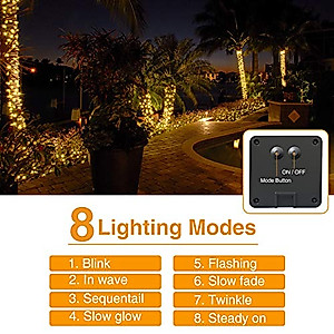 Solar String Lights Outdoor, 2Pack 240LED Total Solar Powered Fairy Lights 8 Modes Garden Copper Wire Waterproof Decoration Lighting for Tree Patio Christmas Camping Wedding Party(Warm White)