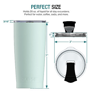 JURO Tumbler 20 oz Stainless Steel Vacuum Insulated Tumblers w/Lids and Straw [Travel Mug] Double Wall Water Coffee Cup for Home, Office, Kitchen Outdoor ideal for Ice Drinks/Hot Beverage - Mint