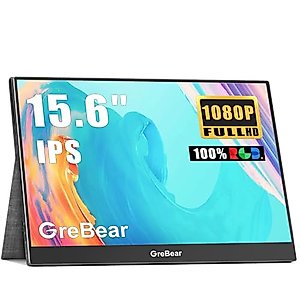 15.6" Portable Monitor FHD 1080P Travel Gaming Monitor HDR IPS Laptop Second Screen USB-C HDMI Magnetic Protective Cover & Dual Speakers, Computer External Display for PC Phone Xbox Switch PS4/5
