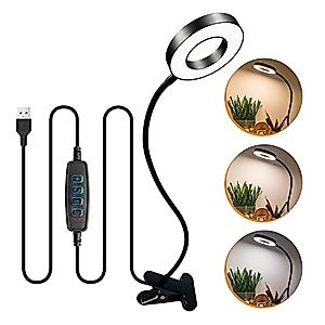 Earendil Desk Lamp,Clip On Reading Light,3 Color Modes 10 Brightness Level USB Charging Port 48 LED Eye Protection 360 Degree Spin Gooseneck Study lamp for Home Office Reading