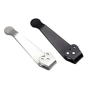 Pocket Back Clip for Spyderco C81 C10 C11, 3-hole Design Titanium Alloy Deep Carry Pocket Clip 53x12mm/2x0.5 inch, Not Screws Included, Easy to Replacement (Stonewash)