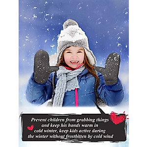 3 Pairs Baby Toddler Winter Mittens Warm Fleece Kids Mittens Baby Snow Skiing Gloves for Boys and Girls Aged 2-4 Years (Black, Gray, Navy Blue)