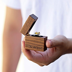 MUUJEE How About Forever - Engraved Wooden Proposal Ring Box, Ring Bearer Box for Wedding Ceremony, Engagement Photo Decor Idea