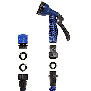 Expanding Hose Magic Flexible Expandable Garden Water Hose With 7 Functions Spray Nozzle and Shut-off Valve-Blue (100FT)