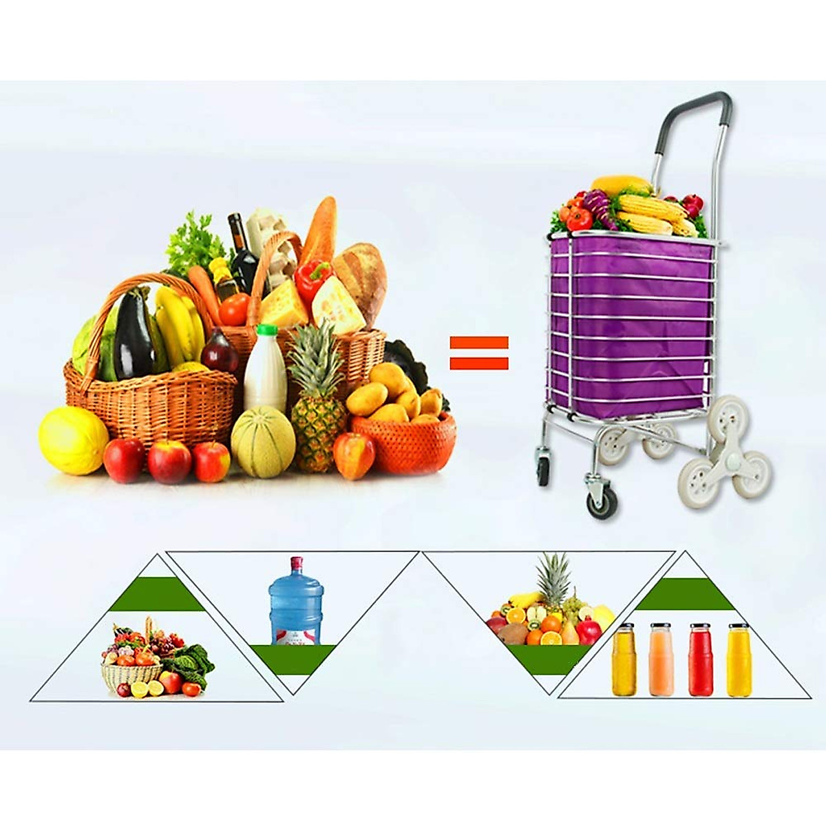 YGCBL Multifunction Portable Hand Trucks,Trolleyshopping Trolley Aluminum Alloy Foldable High Capacity Foam Wheel Mute, Load 30 Kg, 6 Wheels,B