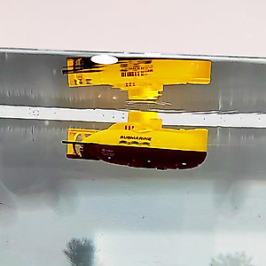 Tipmant Mini RC Submarine Toy Remote Control Boat Underwater Electric Diving Water Fish Tank Kids Birthday Gift (Yellow)