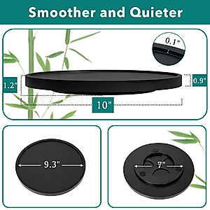 Besilord Turntable Vanity Tray 10 Inch Lazy Suan Bamboo Kitchen Sink Countertop Organizer Bathroom Tray for Counter Bamboo Organizer Black