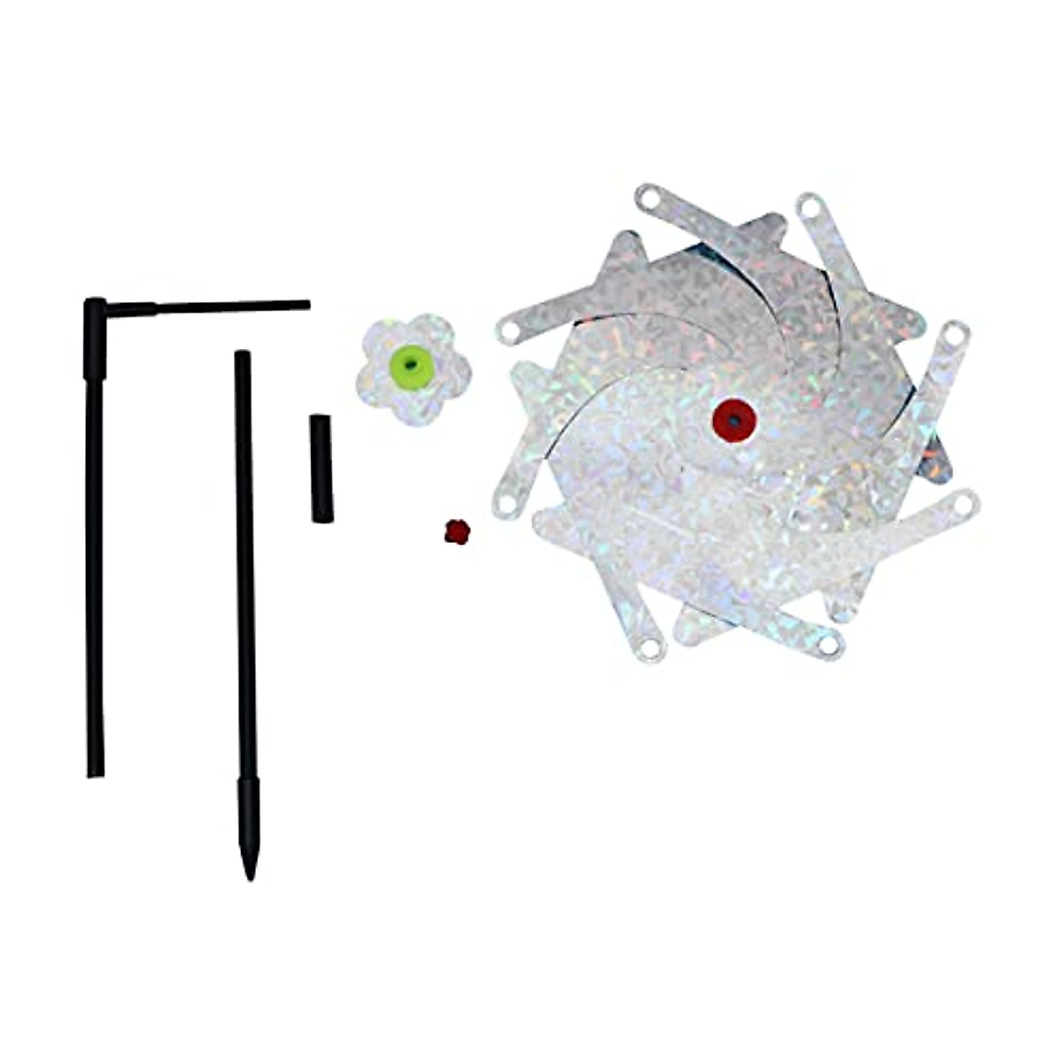 Happyyami 2 Sets Reflective Pinwheels Birds Deterrent Bird Repellent Devices with Bird Repellent Pinwheels Effective Reflection Silver Spinner for Yard Patio Garden Farm (Silver)