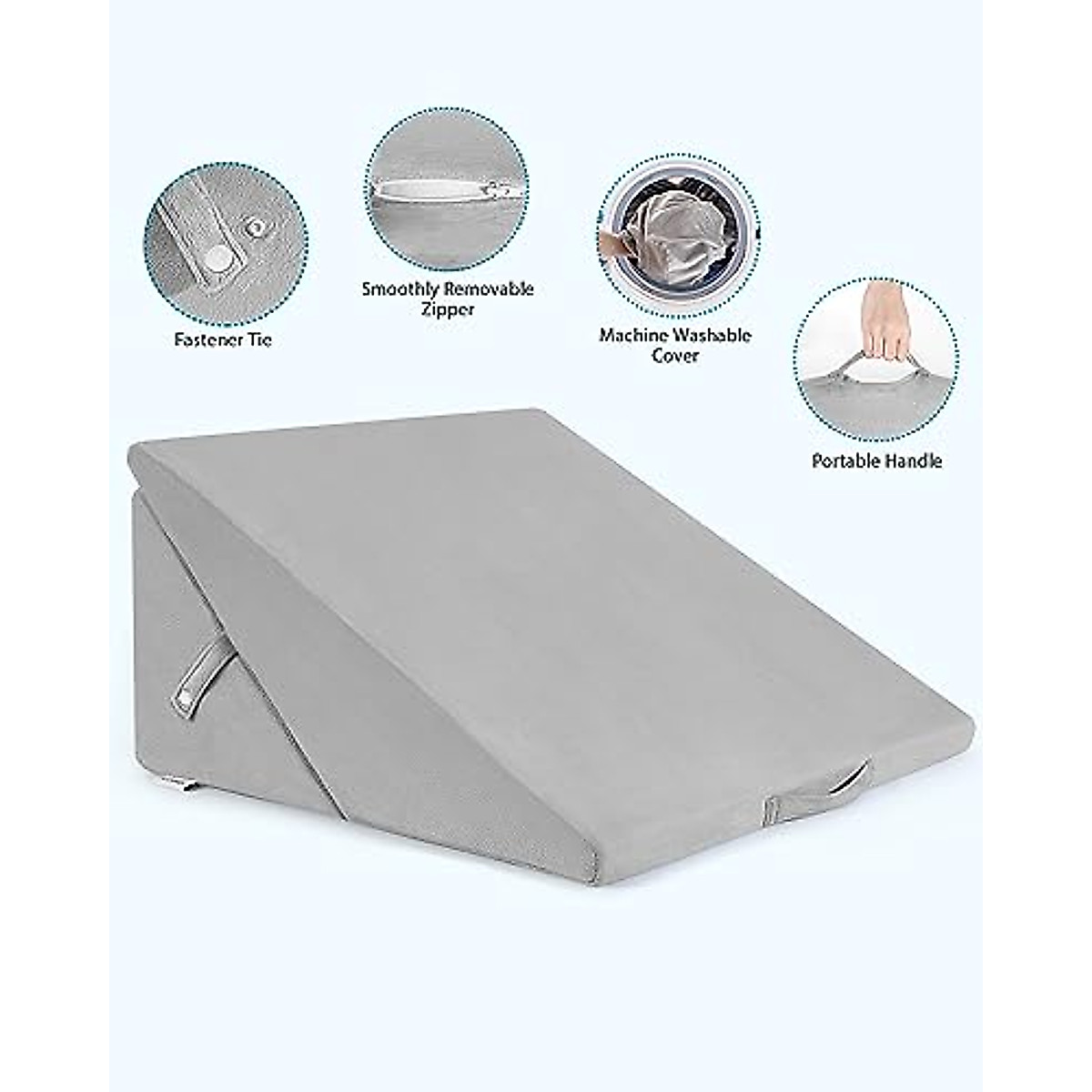 Lossey Wedge Pillow for After Surgery, Adjustable 9" & 12" Bed Wedge Pillow for Sleeping, Foldable Memory Foam Triangle Pillow for Snoring, Acid Reflux, GERD, Back and Leg