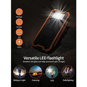 Power-Bank-Solar-Charger - 30000mAh Solar Power Bank, PD 20W Fast Charger,Drop-Proof Waterproof Dustproof Built-in LED Flashlight for iPhone, Tablet, Samsung and More USB Device(Orange)