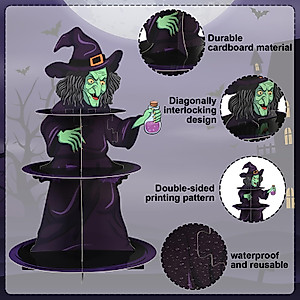 Halloween Cupcake Stand for 24 Cupcakes Witch and Poison Halloween Cupcake Decorations Cardboard Cupcake 3 Tier and 2 Tier Set Halloween Party Supplies. (Witch)