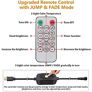 Mlambert 2 Pack 3-Color in 1 48Ft LED Dimmable Outdoor String Lights with Remote for Patio, Plug-in Warm White Soft White Daylight White Waterproof Hanging Edison Bistro Cafe Light-Total 96Ft