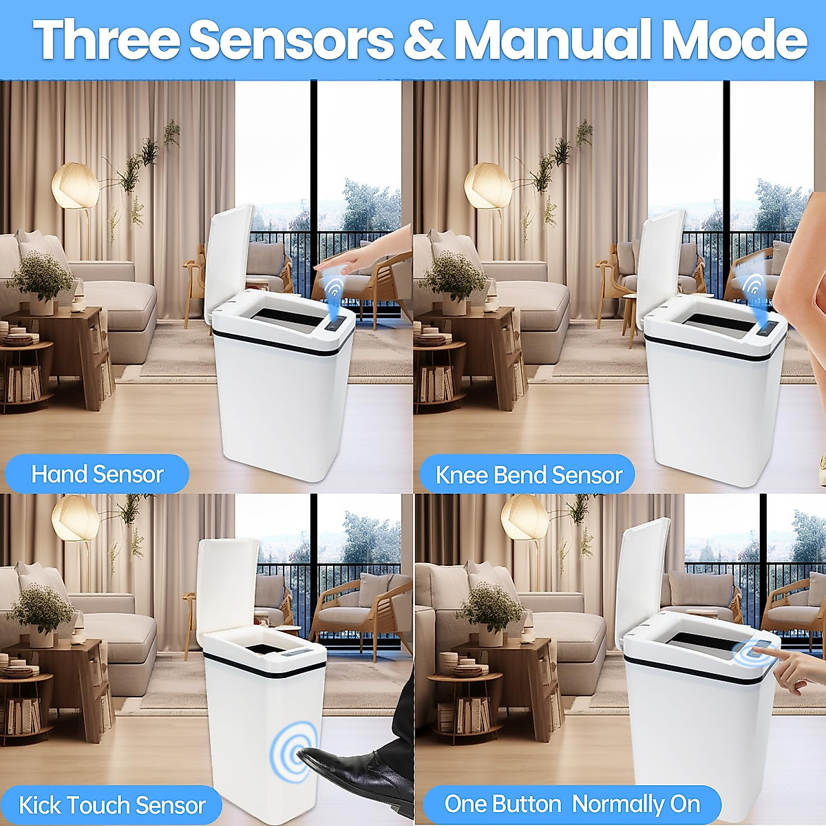 Eciynetc 2.5 Gallon Automatic Bathroom Trash Can, Small Motion Sensor Touchless Garbage Can Waste Bin for Bathroom, Kitchen, Living Room