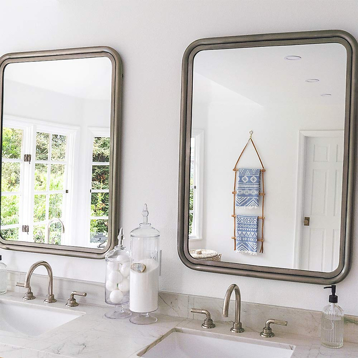 Sandstone & Sage Wall Hanging Blanket Ladder with Leather Straps | Handcrafted Decorative Wooden Ladder Shelf Made from Sustainable Wood | Boho Farmhouse Decor Throw or Towel Ladder 5 ft Total Length