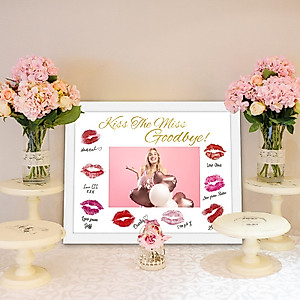 Bachelorette Party Decorations - Framed Kiss The Miss Goodbye Party Decor - 9''X12.6'' Photo Bridal Shower Centerpiece Hen Night Games Party Supplies Gift