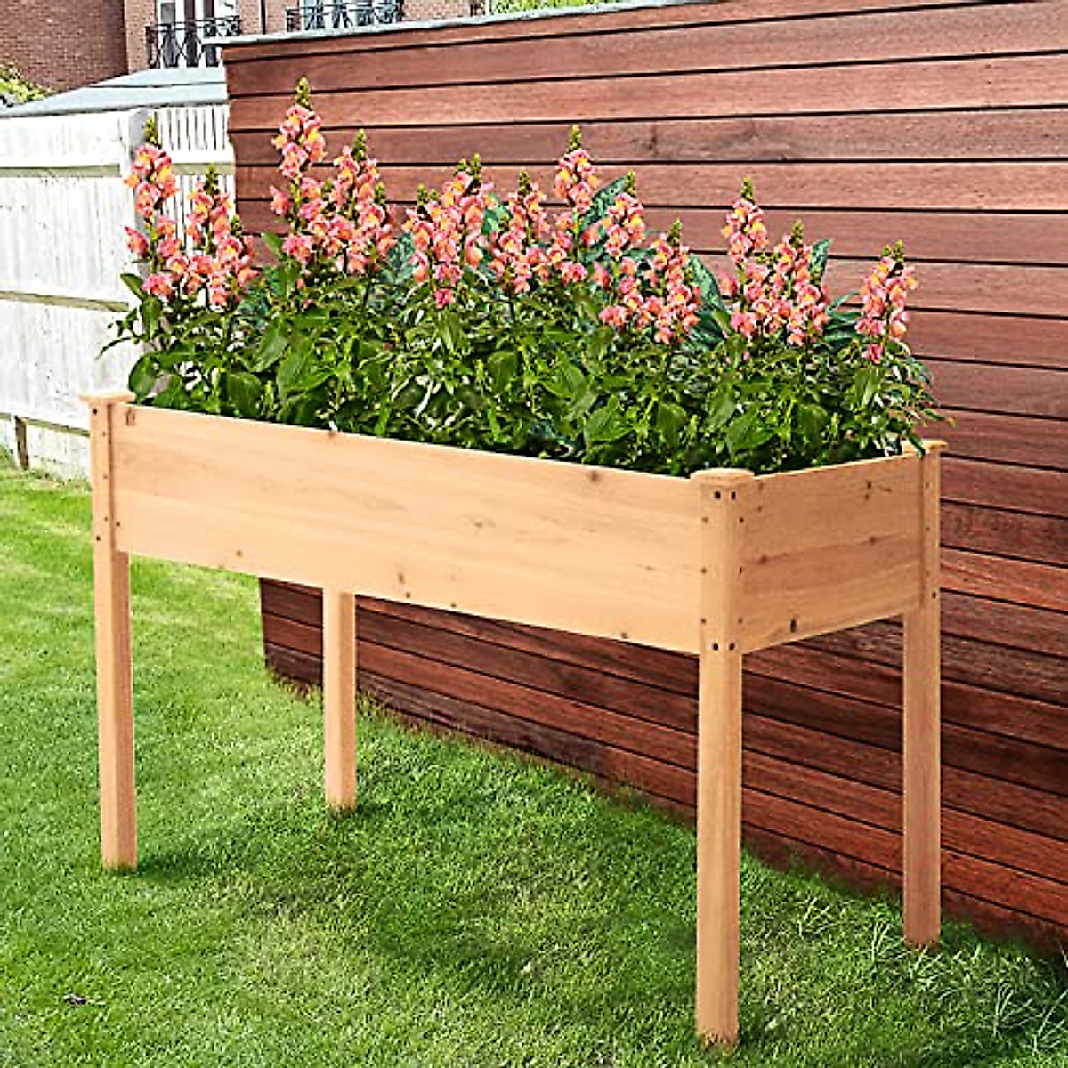 Flamaker 46x30x22in Raised Garden Bed Elevated Wood Planter Box with Legs for Backyard, Patio, Balcony, Garden