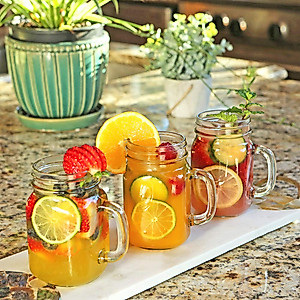 Kate Aspen Large Glass Jars with Lids and Handles, Mason Jars Mugs, Drinking Glass and DIY Favor Decor, Wide Mouth, 12 oz. (1)