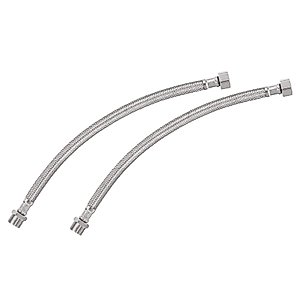 uxcell 12 Inch Long Faucet Supply Line Connector, 2pcs G3/8 Female Compression Thread x G3/8 Male Connector Straight Thread 304 Stainless Steel Water Supply Hose Line