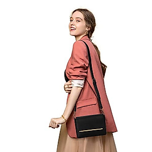 Small Crossbody Bags for Women Cellphone Purse Vegan Leather Ladies Shoulder Purse Teenager Wristlet Black Black