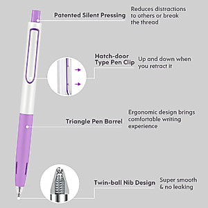 WRITECH Retractable Gel Ink Pens: Multicolor 0.5mm Fine Point Pen No Smear & Bleed for Journaling Sketching Drawing Notetaking Extra Smooth Writing Silent Click Pen Set Up-Gel 8ct