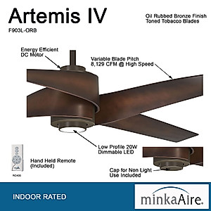 MINKA-AIRE F903L-ORB Artemis IV 64 Inch Ceiling Fan with LED Light and DC Motor in Oil Rubbed Bronze Finish