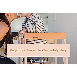 Franklin + Emily Wooden Toddler Tower and Step Stool (Toddler Step Stool with Leather Strap, Kitchen Helper Tower, Kitchen Tower, Safety Stool, Kid Step Stool, Activity Tower, Montessori Tower)