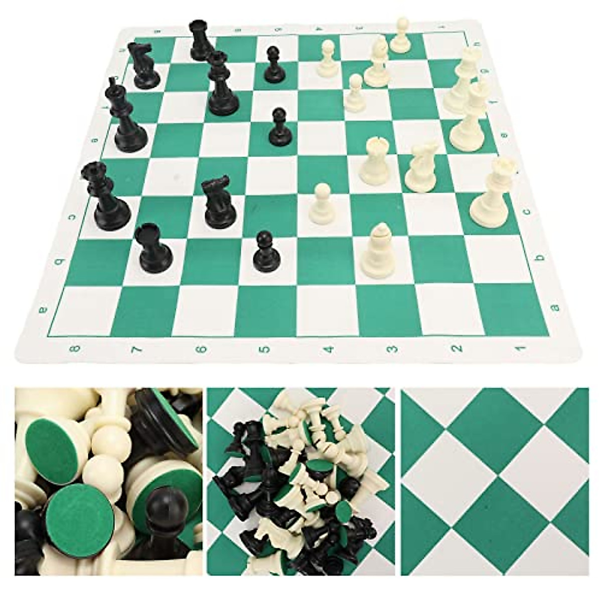 Portable Chess Checkers Set, 2 in 1 Travel Board Games Folding Roll Up Board Travel Chess Checkers Games Set with Zipper Storage Bag Beginner Chess Set for Kids and Adults
