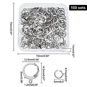 DICOSMETIC 100pcs Huggie Hoop Earring Findings and 100pcs Open Jump Rings Stainless Steel Round Earring Hooks Leverback Ear Hooks Huggie Earring with 1.2mm Loop for DIY Earring Making