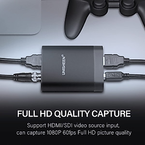 UNISHEEN USB 3.0 HDMI SDI Video Capture Card, Broadcast Game Live Stream, HDMI to USB 3.0 Dongle HD 1080P Live Streaming Video Game Grabber Converter Free Driver(UC3200HS)