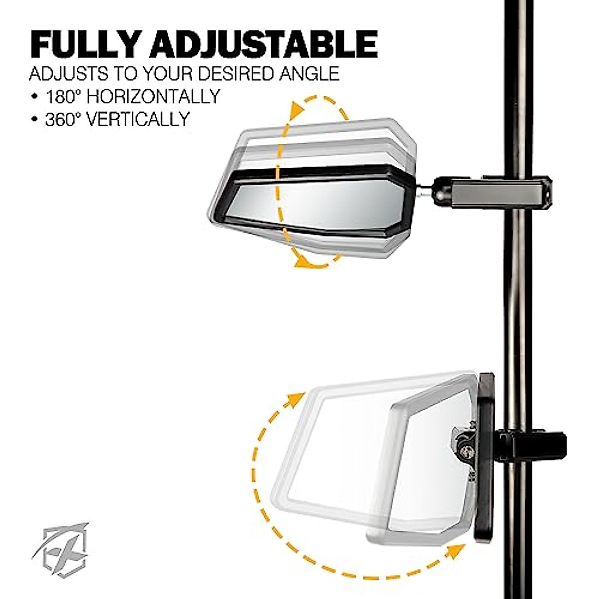 Xprite UTV Side Mirrors fits 1.75"-2 Inch Roll Bar Cage, Heavy-Duty Aluminum Rear View Mirror Adjustable Bracket for Off-Road, Side by Side, Polaris RZR XP Turbo, Can-Am Maverick X3 (Arrow Pattern)