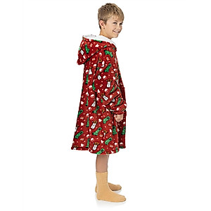 Minecraft Christmas Xmas Vuddie Oversized Blanket Hoodie Kids Boys Girls Red Fleece