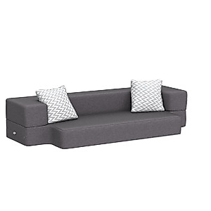 Lazyzizi Floor Sofa Bed, Fold Out Couch with 2 Pillows & Washable Cover Convertible Sleeper Folding Mattress for Living Room, Guest Bed, Playroom 8inches Twin