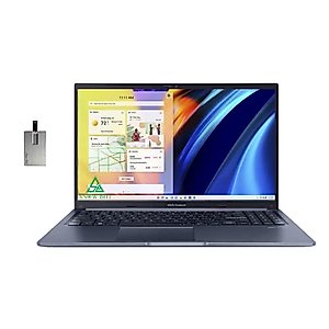 ASUS 2022 VivoBook 15 Laptop, 15.6" FHD Display, Intel Core i5-1240P, Backlit Keyboard, Fingerprint Reader, Intel Iris Xe Graphics,HDMI, Win 11 Pro, Blue, 32GB Snowbell USB Card(16GB RAM|1TB SSD)