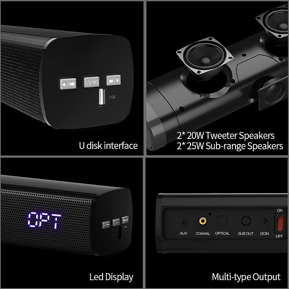 hmovie Sound Bar, 3D Surround Sound for Home Theater