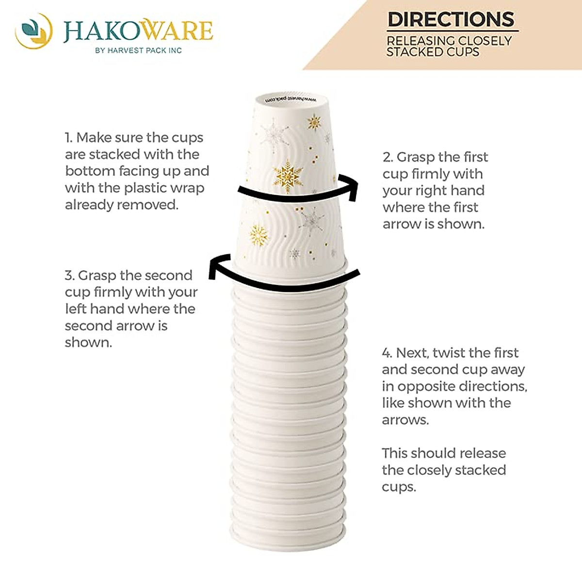 [100 SET]Harvest Pack 12 oz Christmas Coffee Cups, White Snowflake Winter Disposable Paper Cups, Insulated Ripple Wall Paper Cups with Lids, XMAS Gold and Silver Foil, Hot Chocolate To go