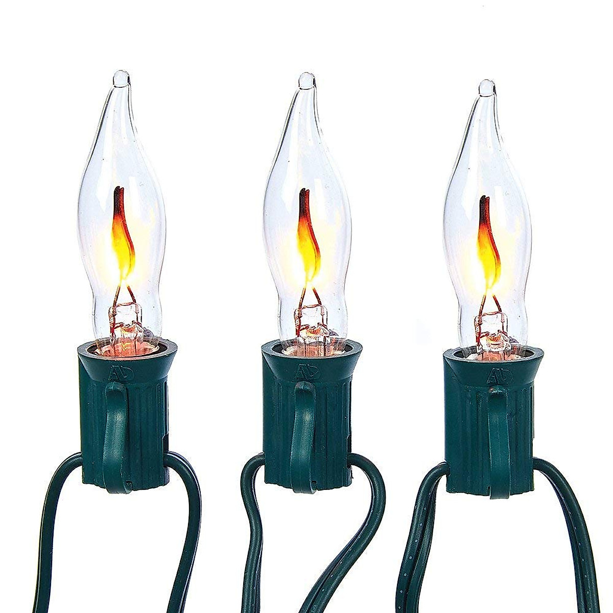 MaoTopCom 12 Pack Flicker Flame Light Bulbs, Crystal Clear, E12 Candelabra Base Replacement Bulbs for Electric Window Candles, Indoor/Outdoor String Lights, 3 Watt, 110 Volts