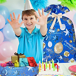 Extra Large Jumbo Giant Huge Gift Bag Blue Plastic Oversized Present Wrapping Bag (48" 1Pack) for Boys Men and Kids