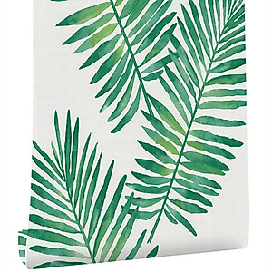 Self-Adhesive Decorative Green Tropical Palm Leaves Shelf Drawer Liner Contact Paper Wallpaper for Walls Cabinets Dresser Drawer Table Cupboard Furniture Backsplash Arts Crafts 17.7x117 Inches