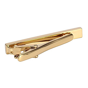 Skcess Gold Black Men Clip on Tie Stainless Steel Tie Clip, Tie Bar Enamel Men's Clip on Ties Jewelry Gift for Men