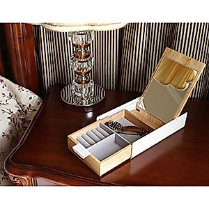 BBSJ Trinket Storage Box with Slide Top Design Team Jewel Case Cabinet Armoire Ring Necklacel Gift Storage Box Organizer