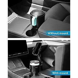 ENQINN Cup Holder Phone Mount for Car with Expandable Base, 2-in-1 Adjustable Cup Cellphone Holder Mount Compatible with iPhone Samsung Pixel and All Smartphones and Other Bottles Mugs in 3.4"-4.0"