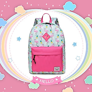 VASCHY Kids Backpack for Little Girls, Preschool Backpacks for Toddler with Chest Strap Cute Pineapple Flamingos