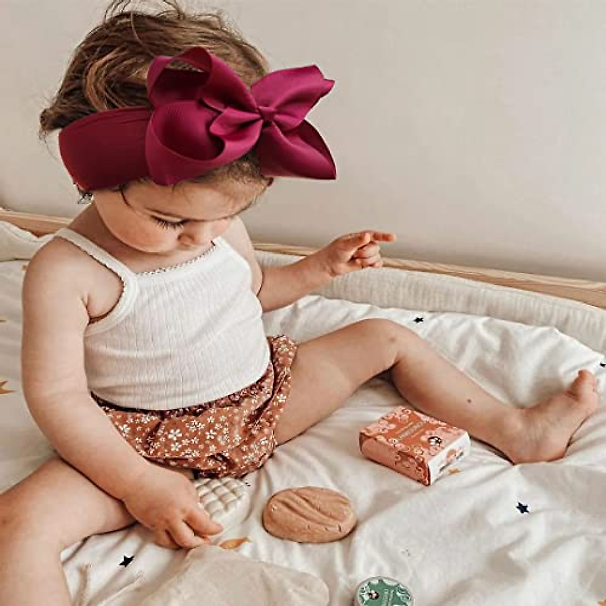 DED 20 Pieces Soft Elastic Nylon Headbands Hair Bows Headbands Hairbands for Baby Girl Toddlers Infants Newborns