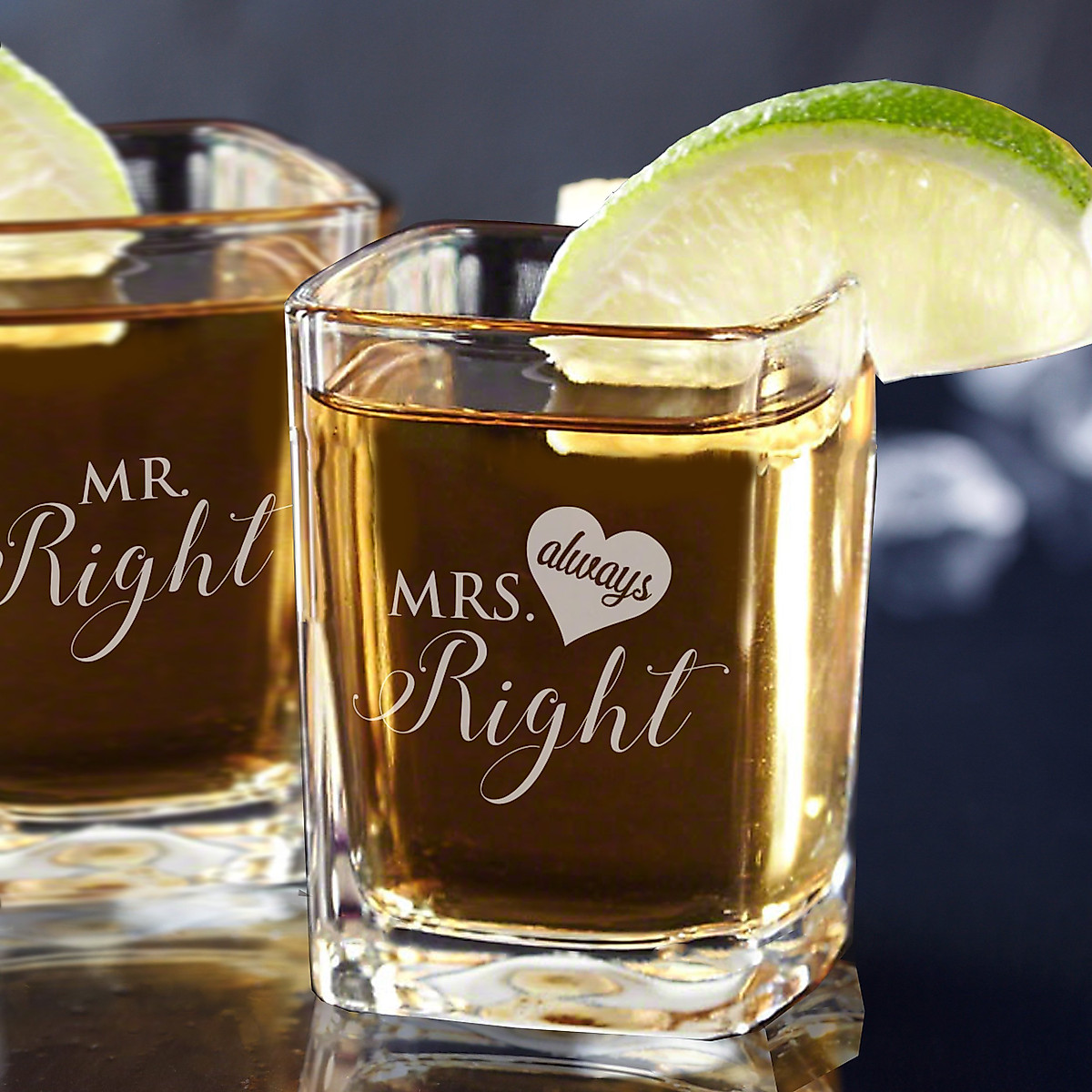 My Personal Memories Set of 2 Mr Right and Mrs Always Right Couples Shot Glass Set