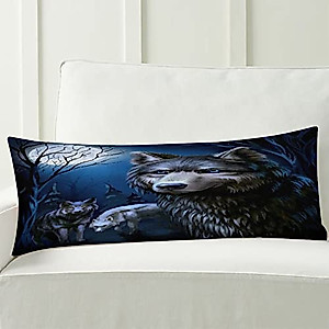 Body Pillow Cover,Wolf Printed Long Pillow Cases Protector with Zipper Decor Soft Large Covers Cushion for Beding,Couch,Sofa,Home Gift 20"x54"
